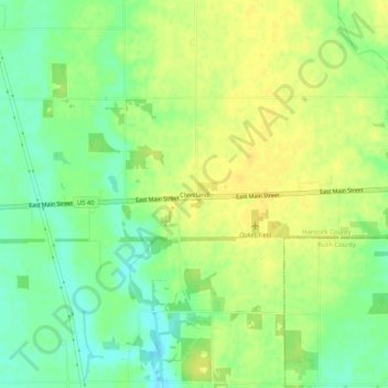 Mapa topográfico Cleveland, altitud, relieve