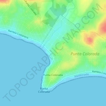 Mapa topográfico Punta Colorada, altitud, relieve