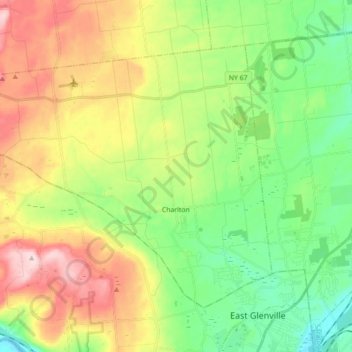 Mapa topográfico Town of Charlton, altitud, relieve