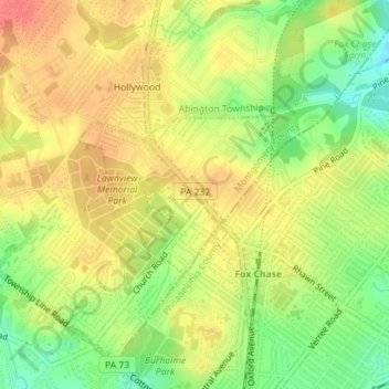 Mapa topográfico Rockledge, altitud, relieve