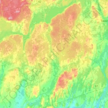 Mapa topográfico Centre Hastings, altitud, relieve